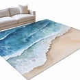 Abstract Waves Area Rugs 5x8ft Blue White Ocean Spray Seaside ...