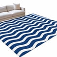 Abstract Waves Area Rugs 5x8ft Stripes Navy Blue Water Ripple Floor Rug ...