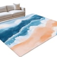 Abstract Waves Area Rugs 6x9ft Spray Orange Blue Gradient Floor Rug Non ...