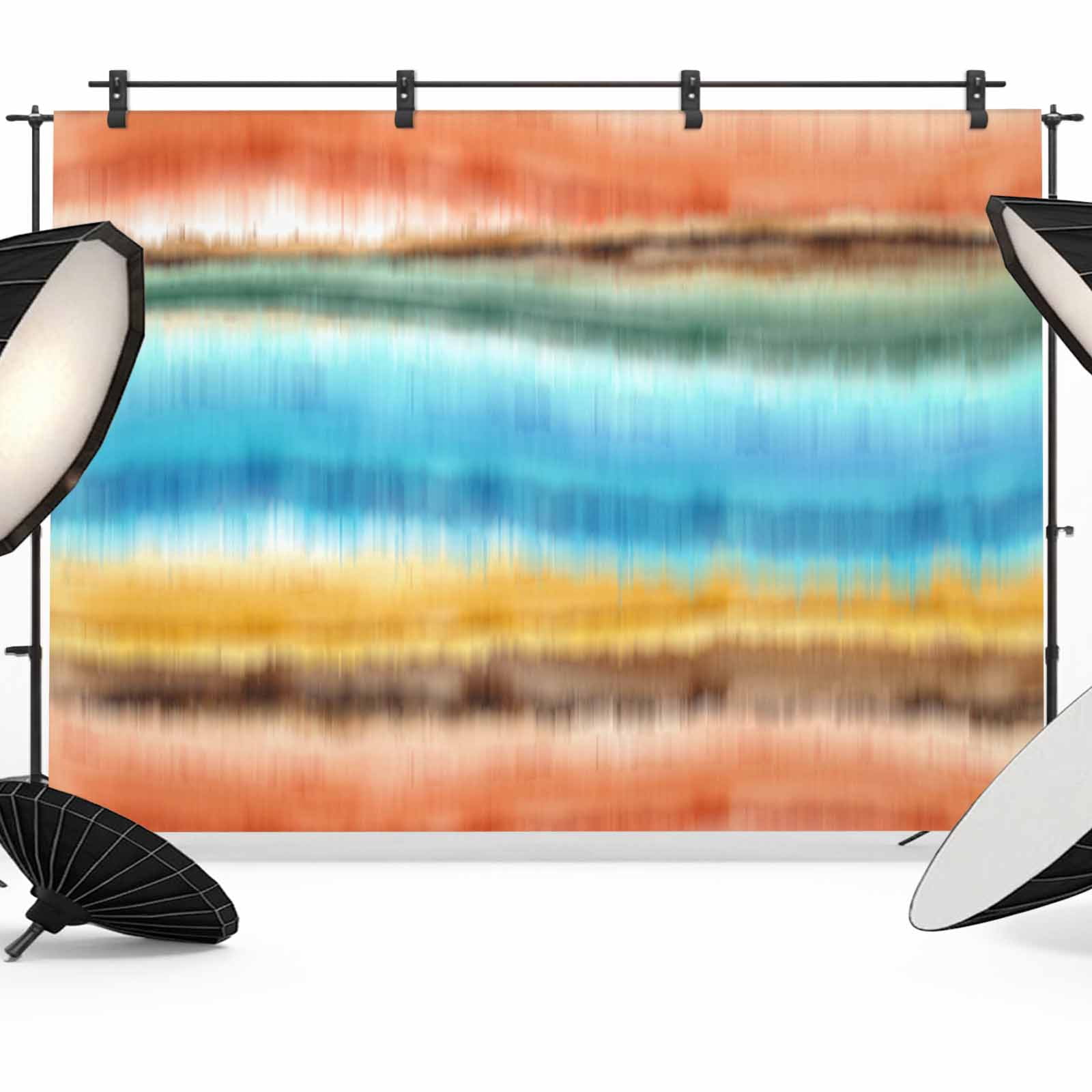 Abstract Waves Backdrops for Photography, Watercolor Orange Blue Modern ...