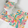 Abstract Waves Bathroom Rugs Set Water Ripple Non Slip Absorbent Soft ...