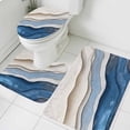 Abstract Waves Beach Art Bathroom Rugs Set Blue Beige Wave Oil Painting ...