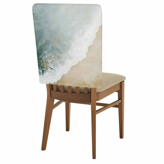 Abstract Waves Beach Art Chair Back Covers Set of 6, Sea Oil Painting Style Stretch Dining Chair ...