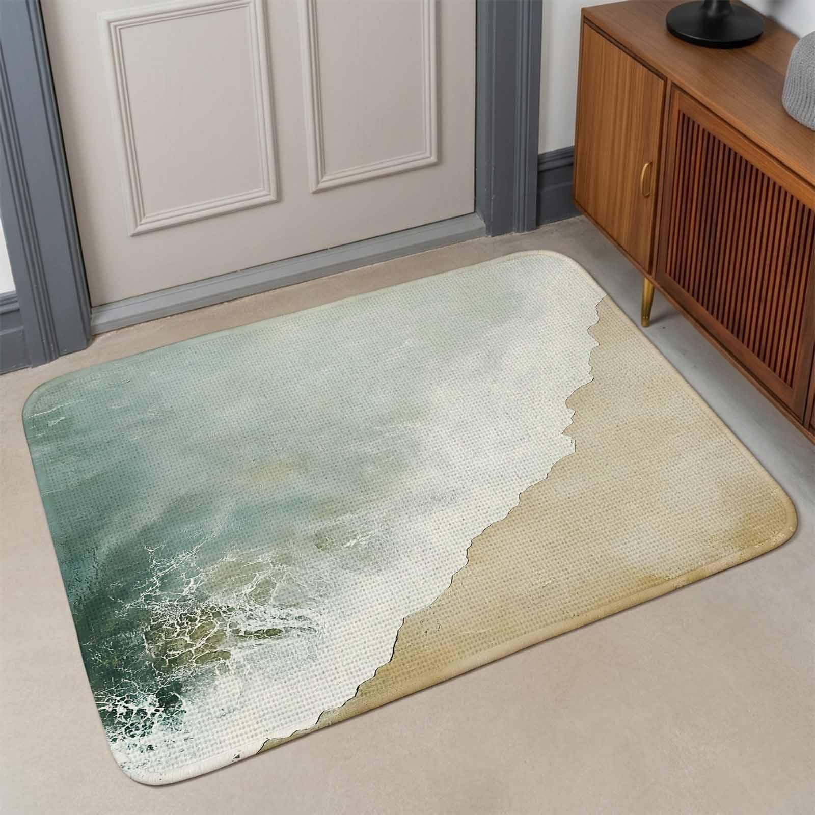 Abstract Waves Beach Art Front Door Mat Indoor Entrance, Sea Oil ...