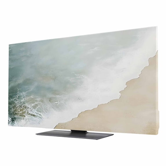 Abstract Waves Beach Art TV Dust Cover 43 Inch, Sea Oil Painting Style ...