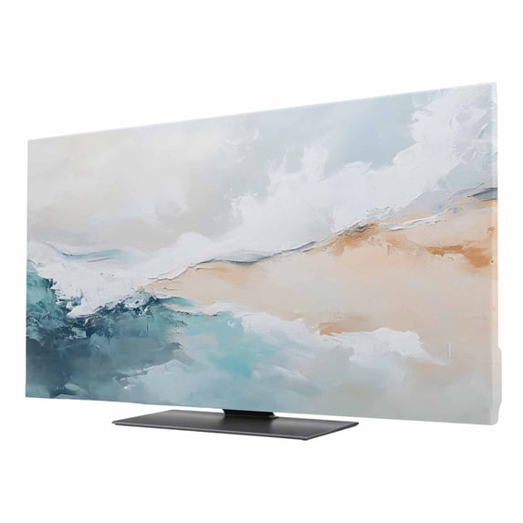 Abstract Waves Beach Art TV Dust Cover 85 Inch, Oil Painting Style Blue ...