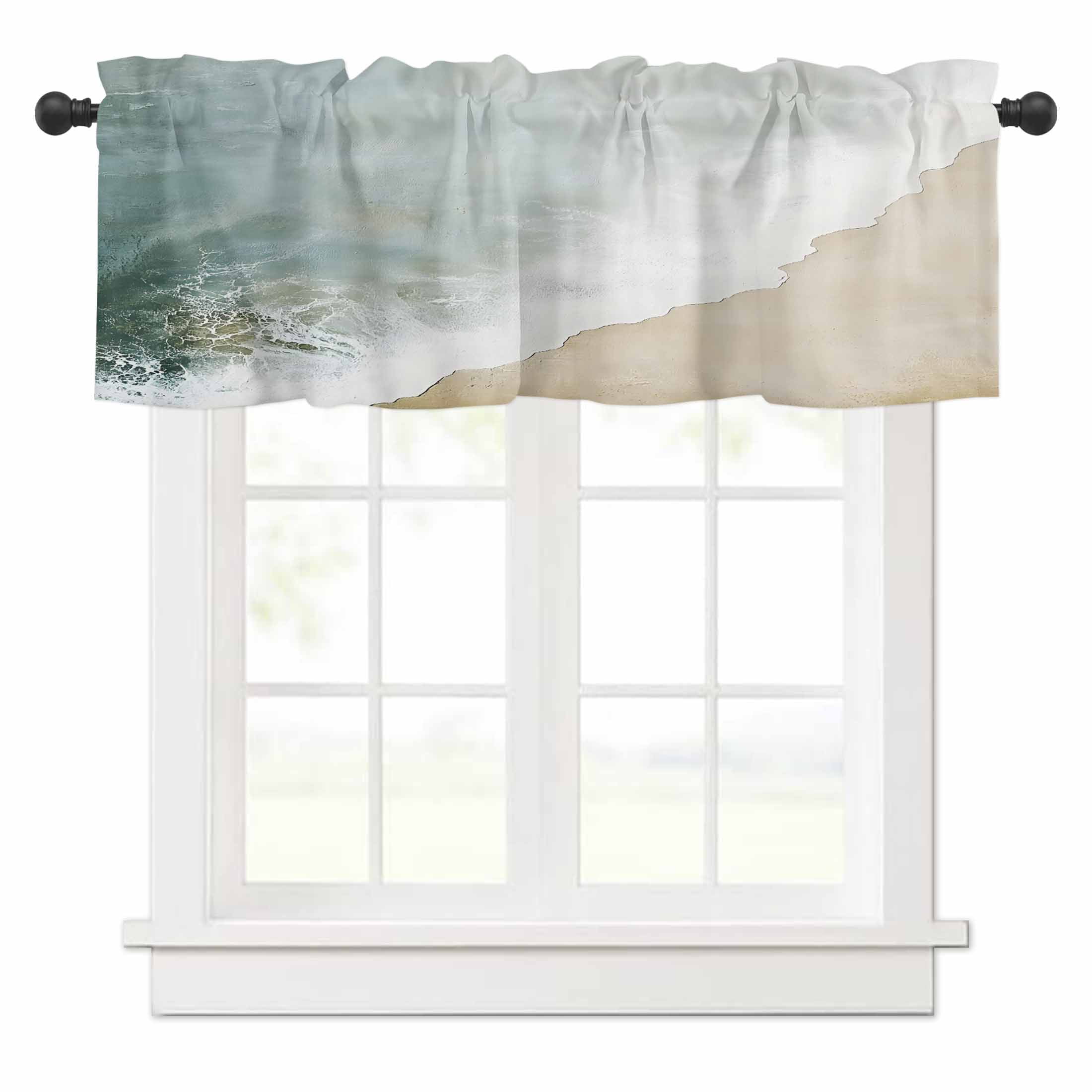 Abstract Waves Beach Art Valances for Windows Sea Oil Painting Style ...