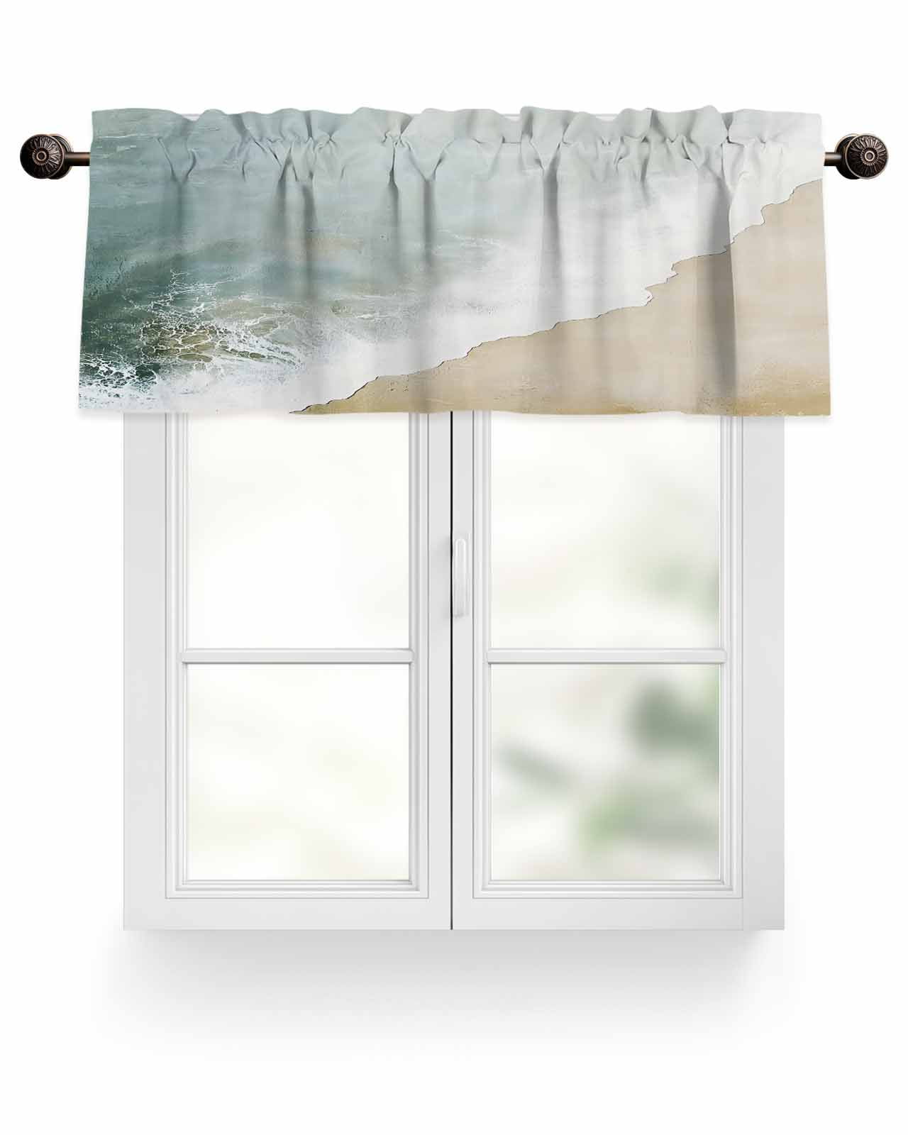 Abstract Waves Beach Art Valances for Windows Sea Oil Painting Style ...