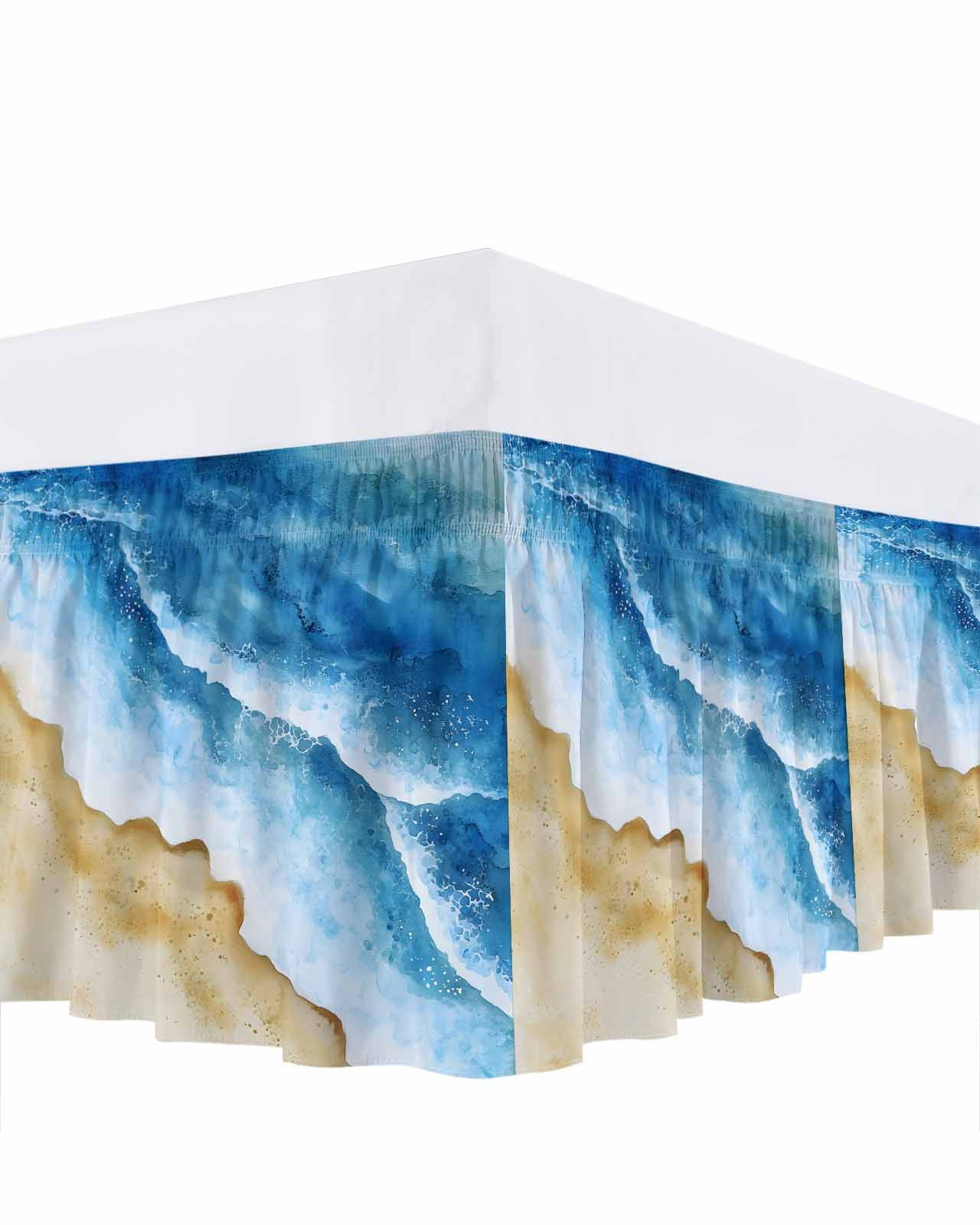 Abstract Waves Bed Skirt California King Size 16 Inch Drop, Beach Ocean ...