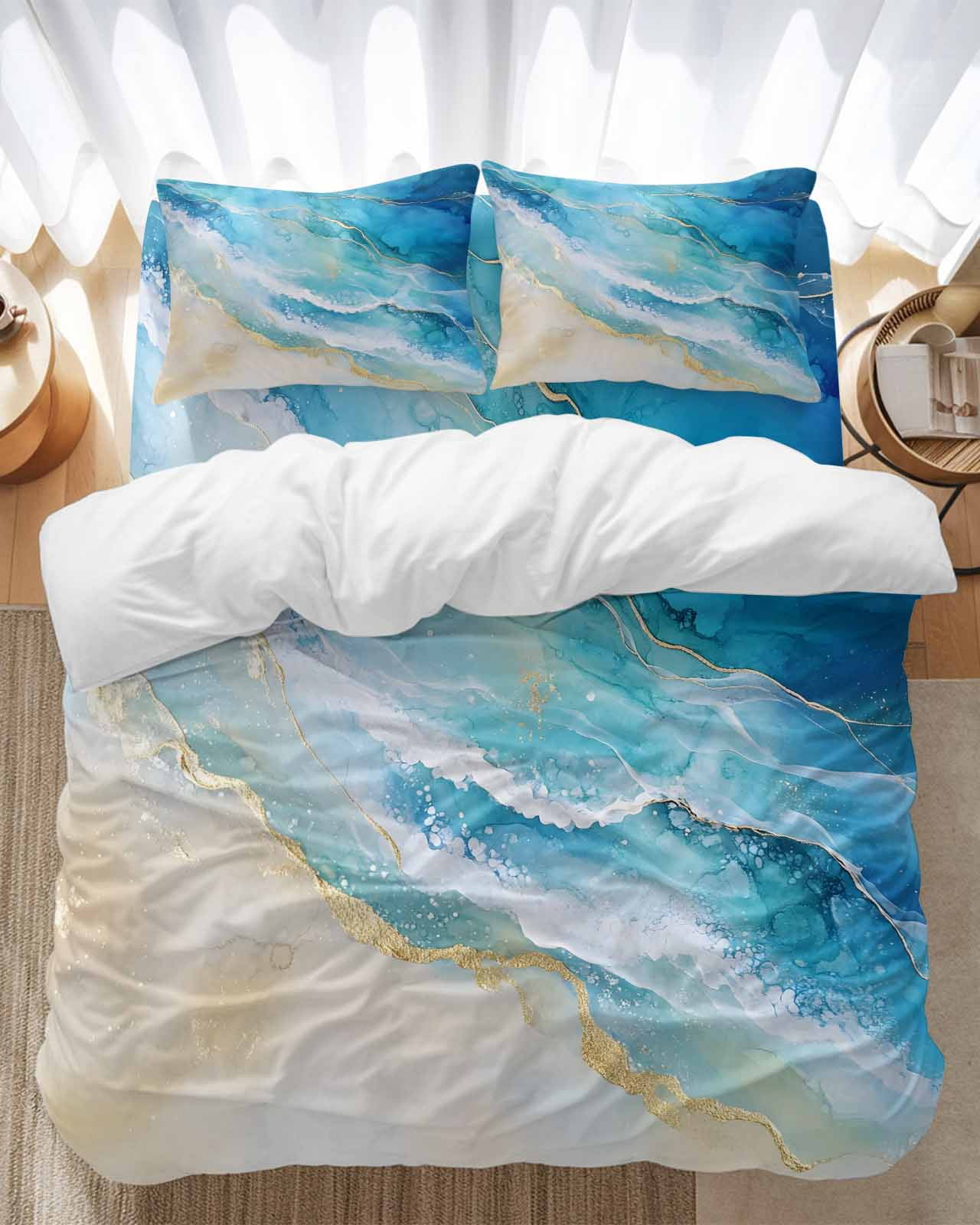 Abstract Waves Bedding Duvet Cover Set Twin Size 4 Pieces Surrealism ...