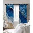 Abstract Waves Blackout Curtains 2 Panels, White Gold Blue Ocean Oil ...