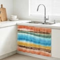 Abstract Waves Cabinet Curtains for Kitchen 28"W x 35"L, Watercolor ...