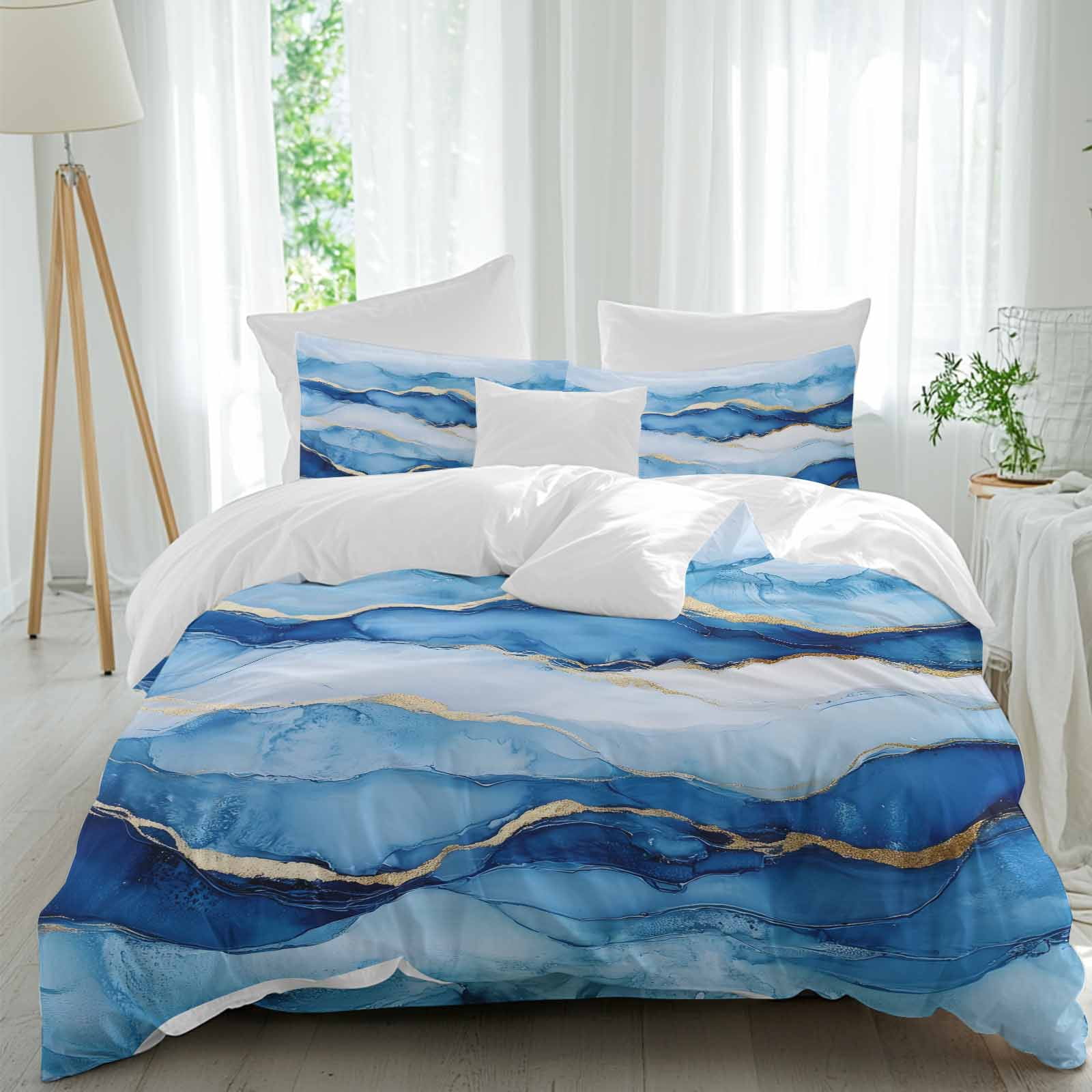 Abstract Waves California King Duvet Cover Set, Beach Ocean Spray ...