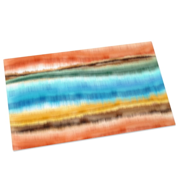 Abstract Waves Door Mat 16x24 Inch Watercolor Orange Blue Modern ...
