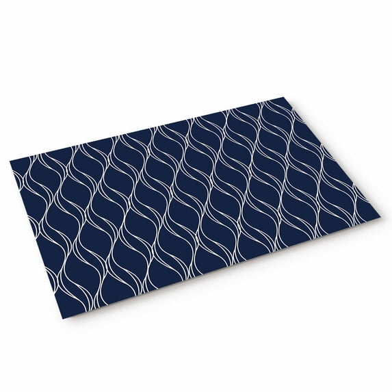 Abstract Waves Door Mat Modern Abstract Geometric Navy Blue Water ...