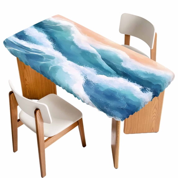 Abstract Waves Fitted Rectangle Tablecloth 24" x 50" Gradient Spray ...