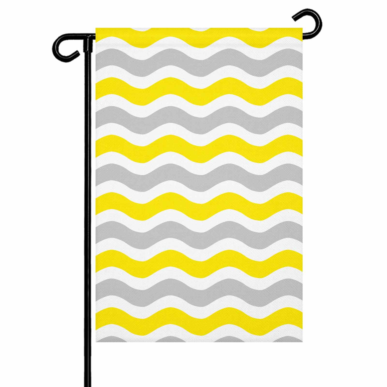 Abstract Waves Garden Flag 12x18 Inch Yellow Grey Water Ripple Stripes ...