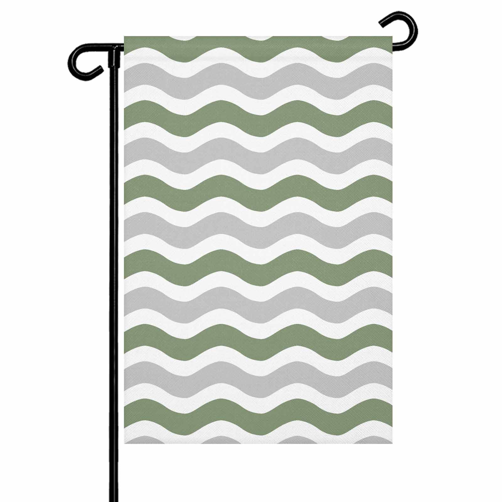 Abstract Waves Garden Flag 28x40 Inch Green Grey Water Ripple Stripes ...