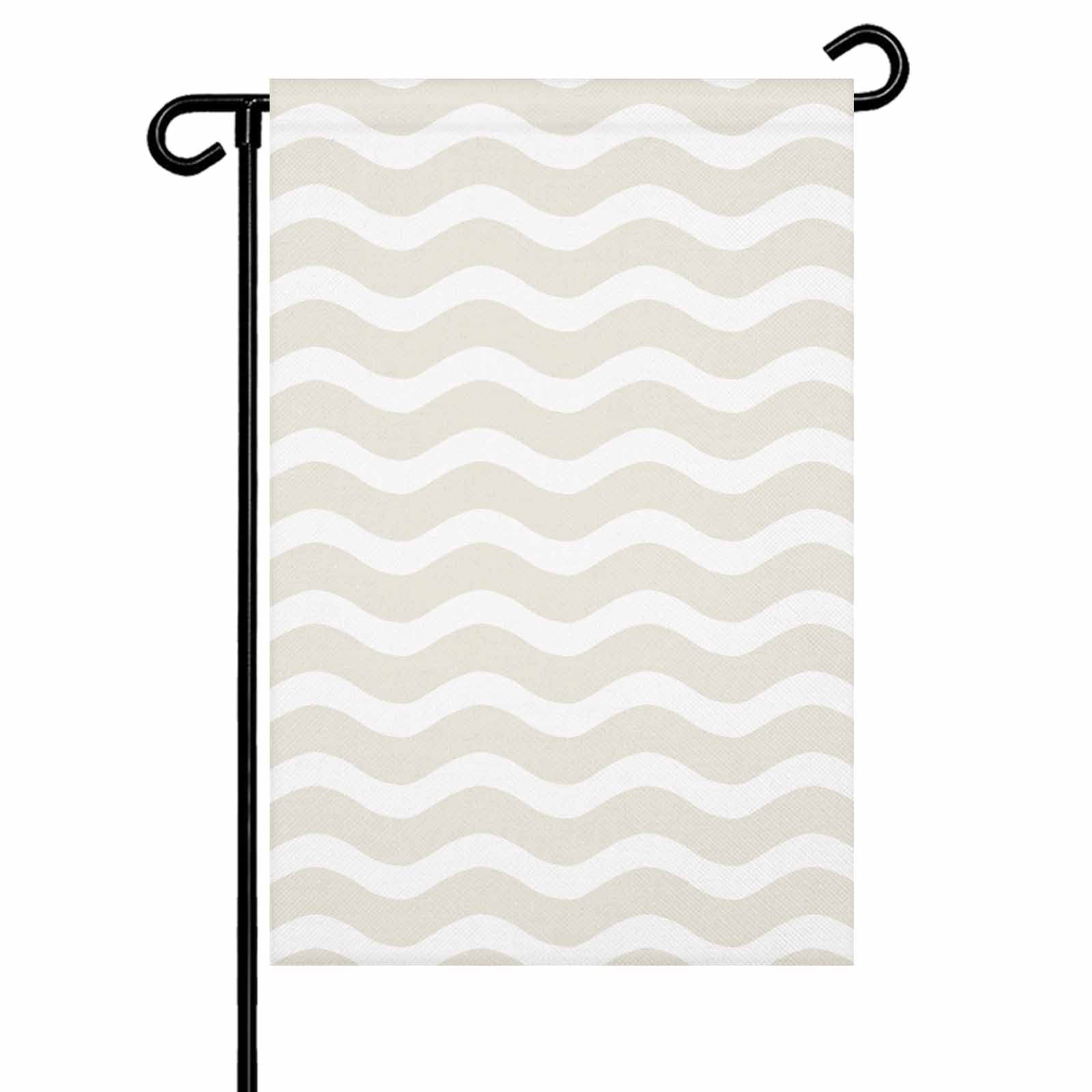 Abstract Waves Garden Flag 28x40 Inch Stripes Cream Water Ripple Double ...