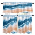 Abstract Waves Kitchen Curtains Set for Windows, Spray Orange Blue ...