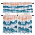 Abstract Waves Kitchen Curtains Set for Windows, Spray Orange Blue ...