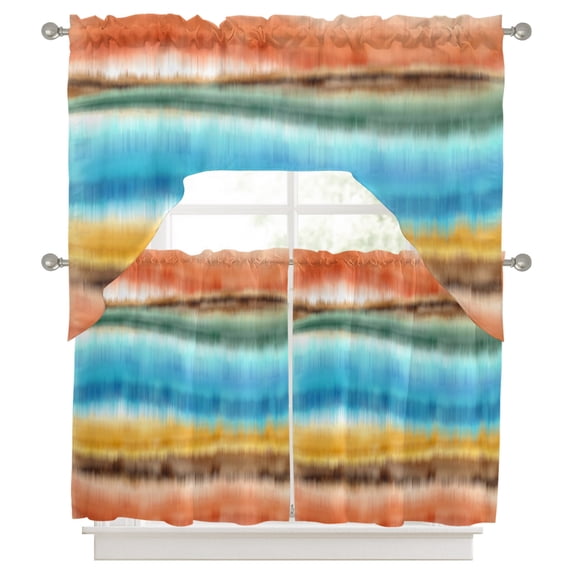 Abstract Waves Kitchen Curtains Swag Valance and Tier Curtains Set 36 ...