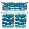 Abstract Waves Kitchen Curtains Valance and Tier Set Navy Blue Wave ...