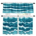 Abstract Waves Kitchen Curtains Valance and Tier Set Navy Blue Wave ...