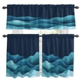 Abstract Waves Kitchen Curtains Valance and Tier Set Navy Blue Wave ...