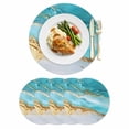 Abstract Waves Leather Placemats Set of 4, 15 Inch, Blue Retro Oil ...