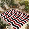 Abstract Waves Outdoor Rug, Red Black Water Ripple Stripes Non-Slip ...