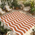 Abstract Waves Outdoor Rug, Stripes Orange Water Ripple Non-Slip Area ...