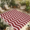Abstract Waves Outdoor Rug, Stripes Red Water Ripple Non-Slip Area Rugs ...