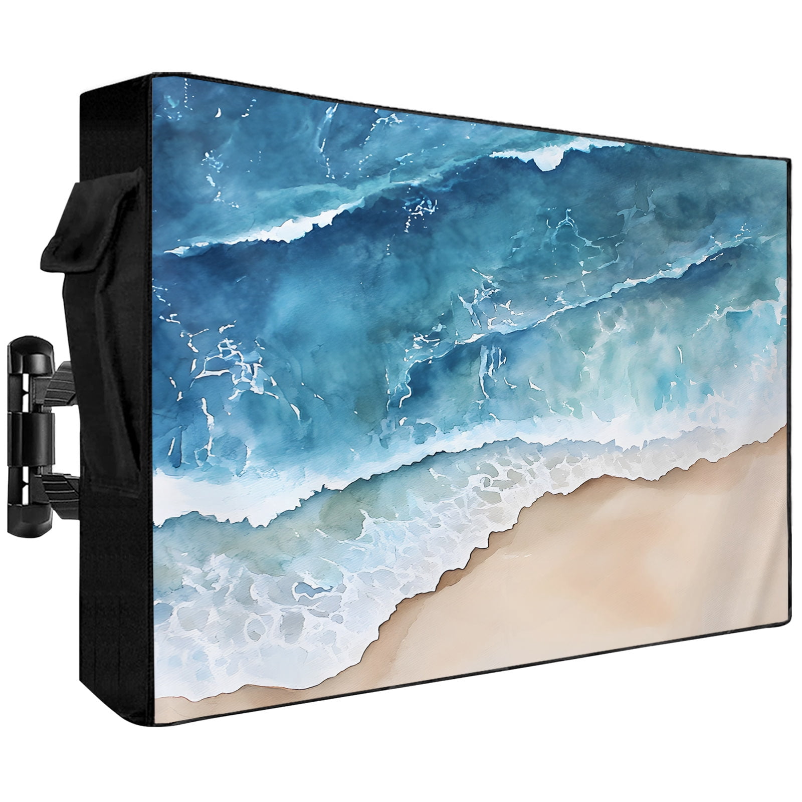 Abstract Waves Outdoor TV Cover 48 to 50 inch Blue White Ocean Spray ...