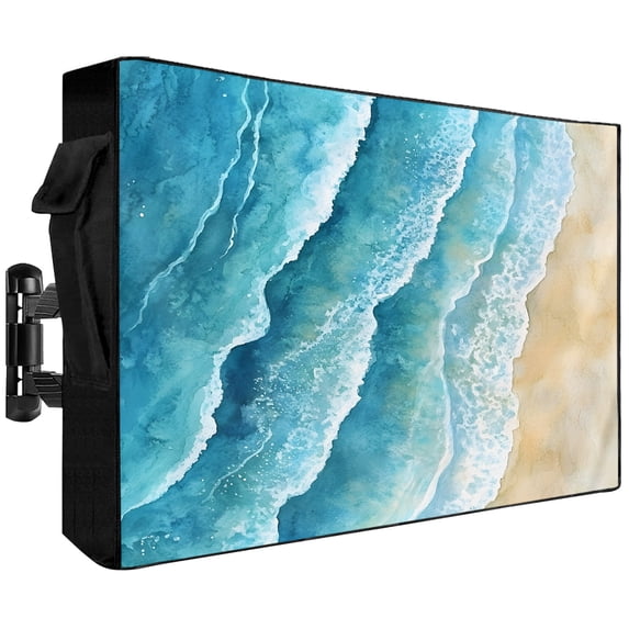 Abstract Waves Outdoor TV Cover 48 to 50 inch Spray Blue Ocean Seaside ...