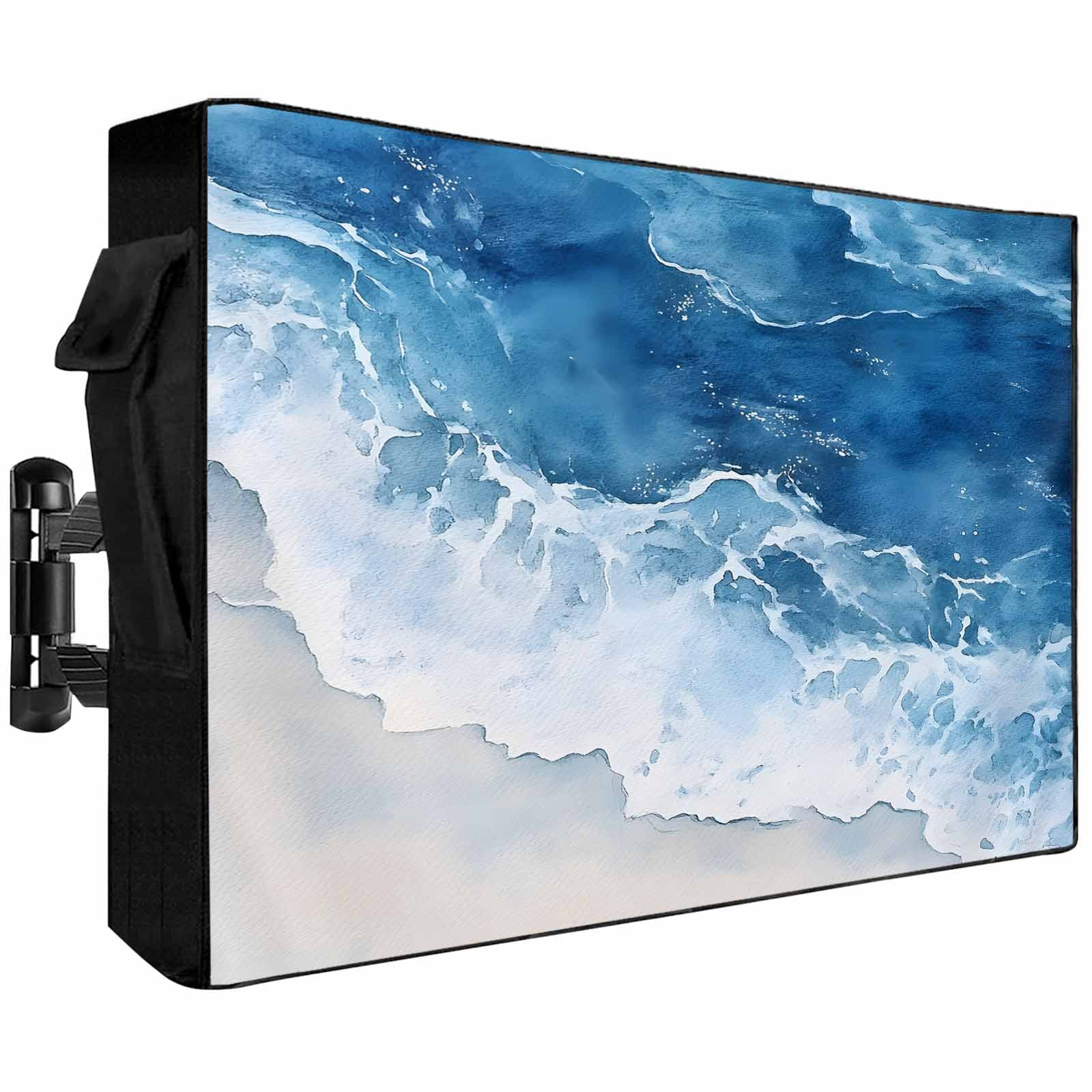 Abstract Waves Outdoor TV Cover 60 to 65 inch Blue Ocean Spray Seaside ...