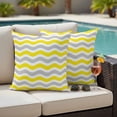Abstract Waves Outdoor Throw Pillow Covers Set of 2, Yellow Grey Water ...