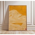 Abstract Waves Print Gold Mountain Landscape Japanese Art Decor ...