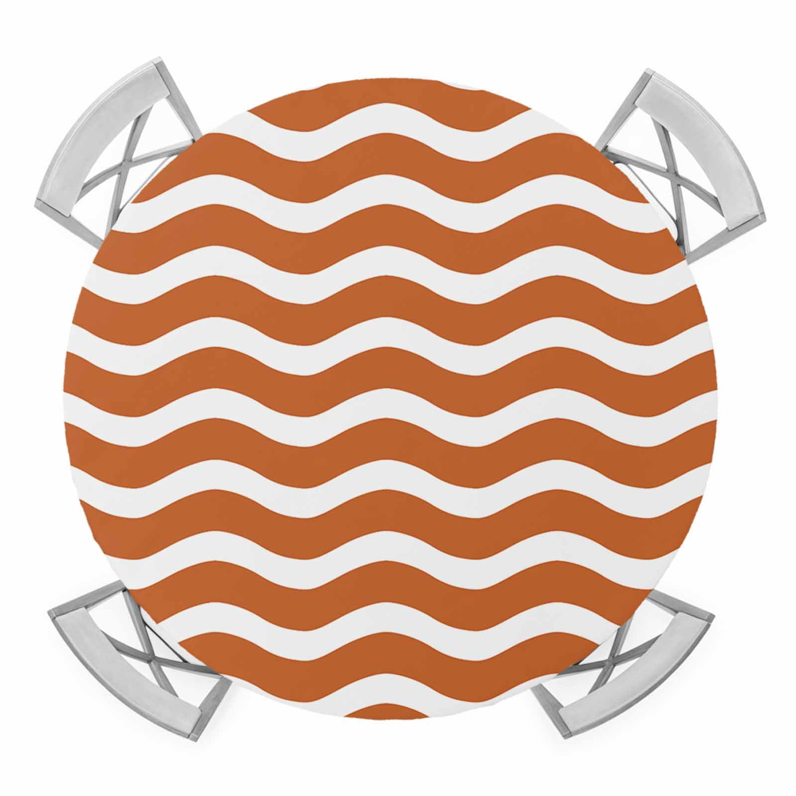 Abstract Waves Round Table Cover, Stripes Orange Water Ripple ...
