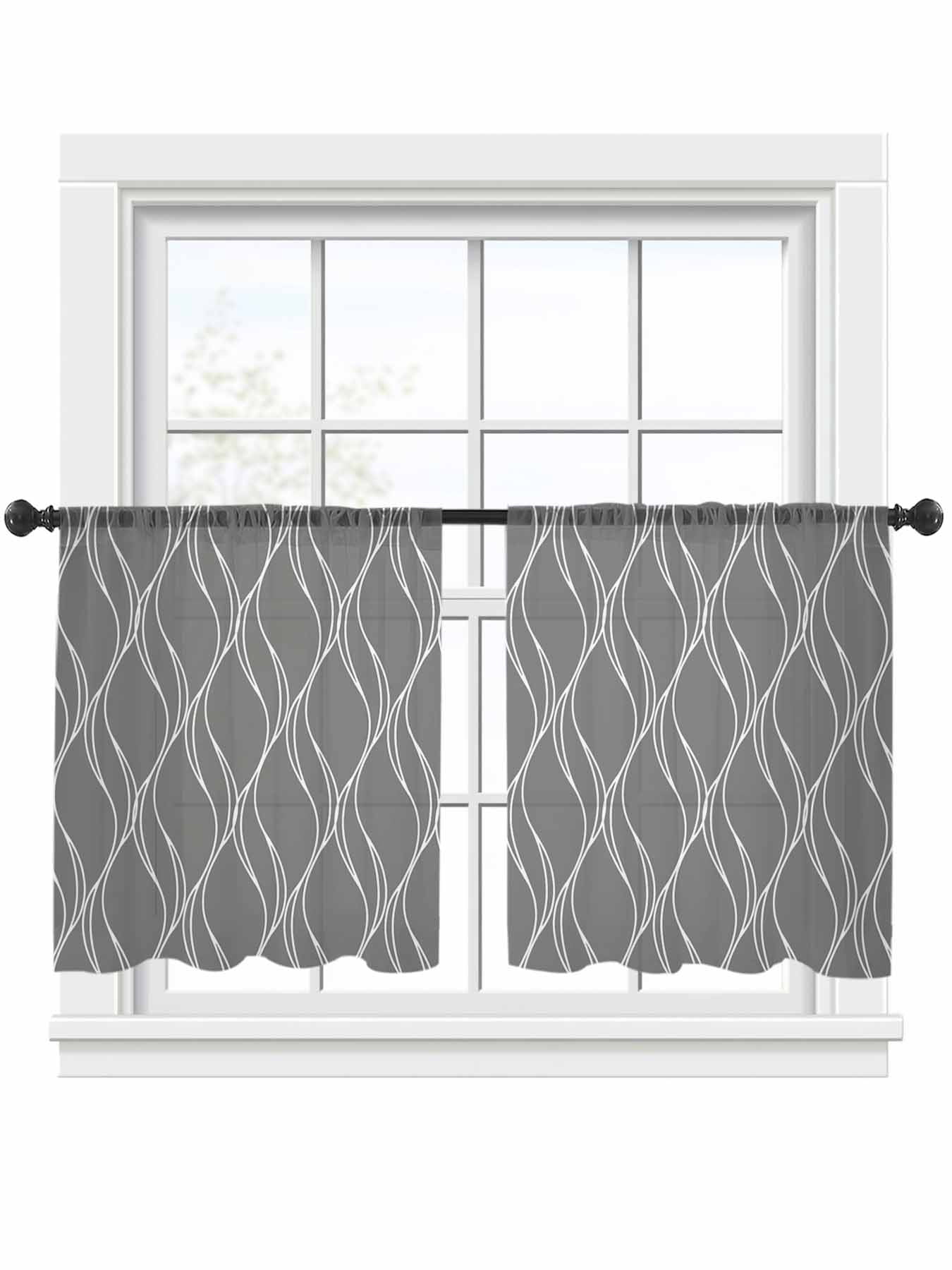 Abstract Waves Sheer Curtains 2 Panels Set Modern Abstract Geometric ...