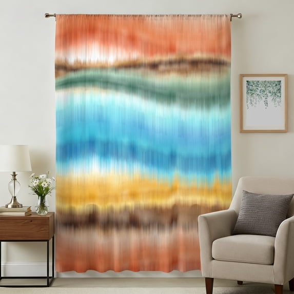 Abstract Waves Sheer Curtains 72 Inches Long for Living Room, Summer ...