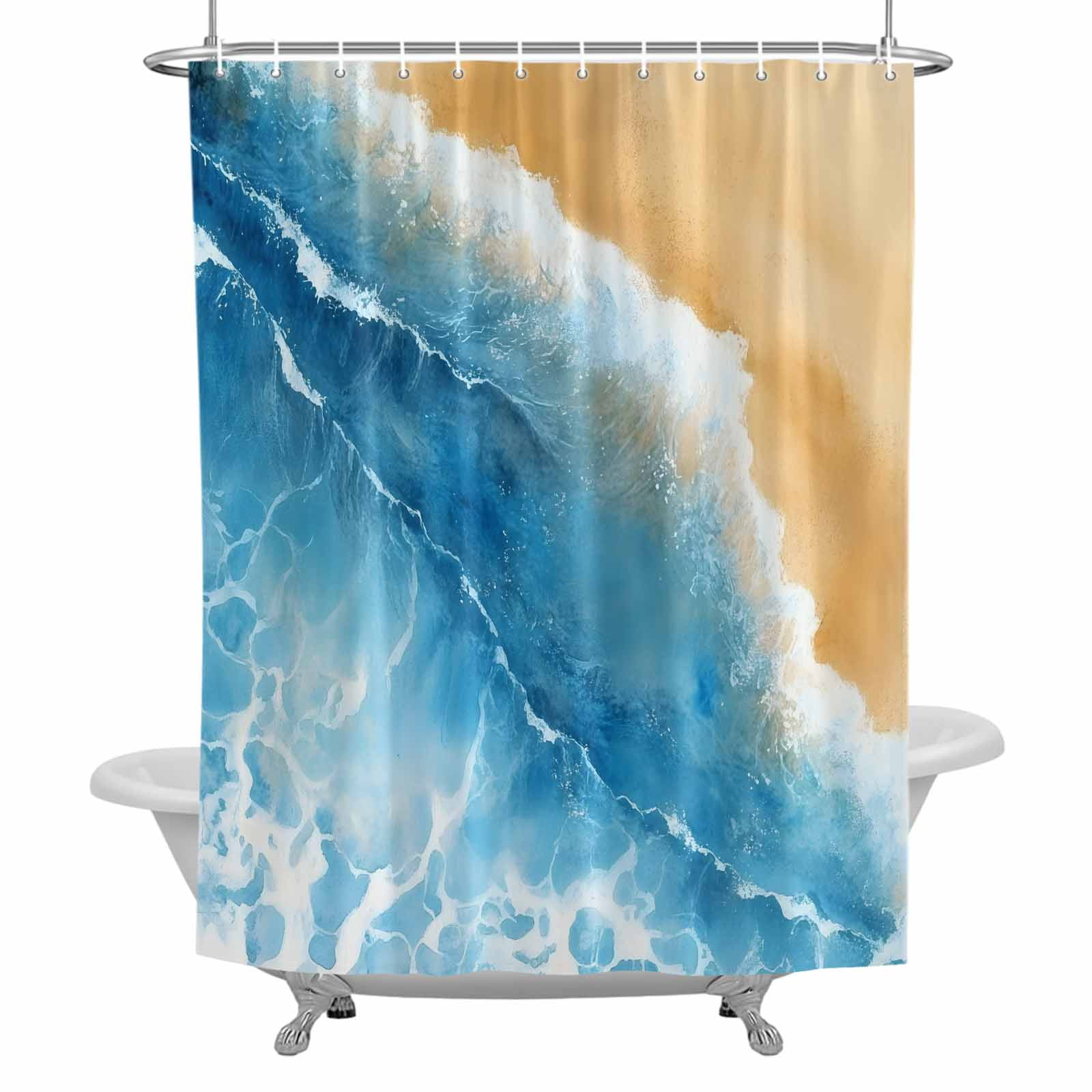 Abstract Waves Shower Curtain for Bathroom, Ocean Spray Beach ...