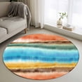Abstract Waves Small Round Rug 3Ft Watercolor Orange Blue Modern ...