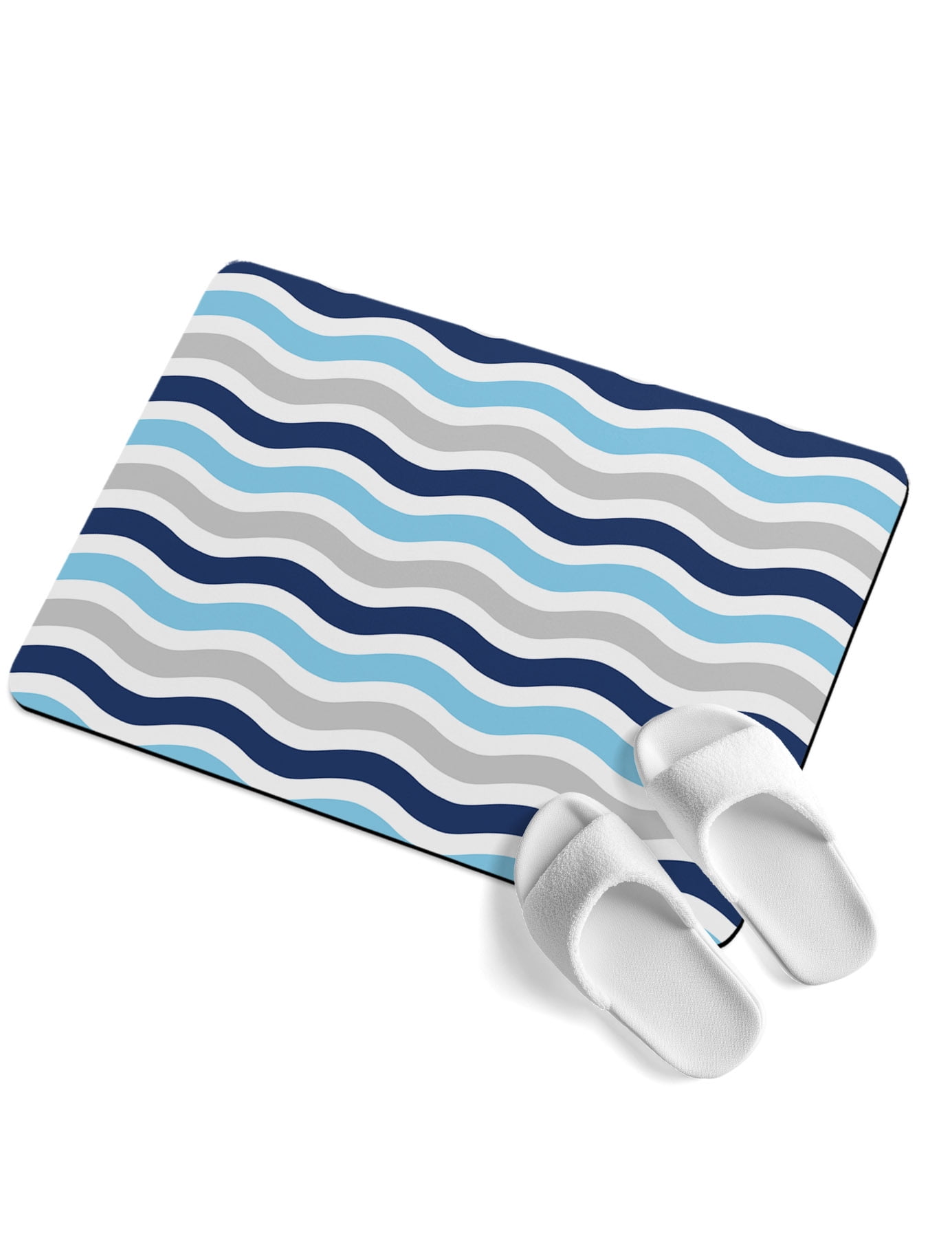 Abstract Waves Soft Diatomaceous Earth Mat, Blue Grey Water Ripple ...