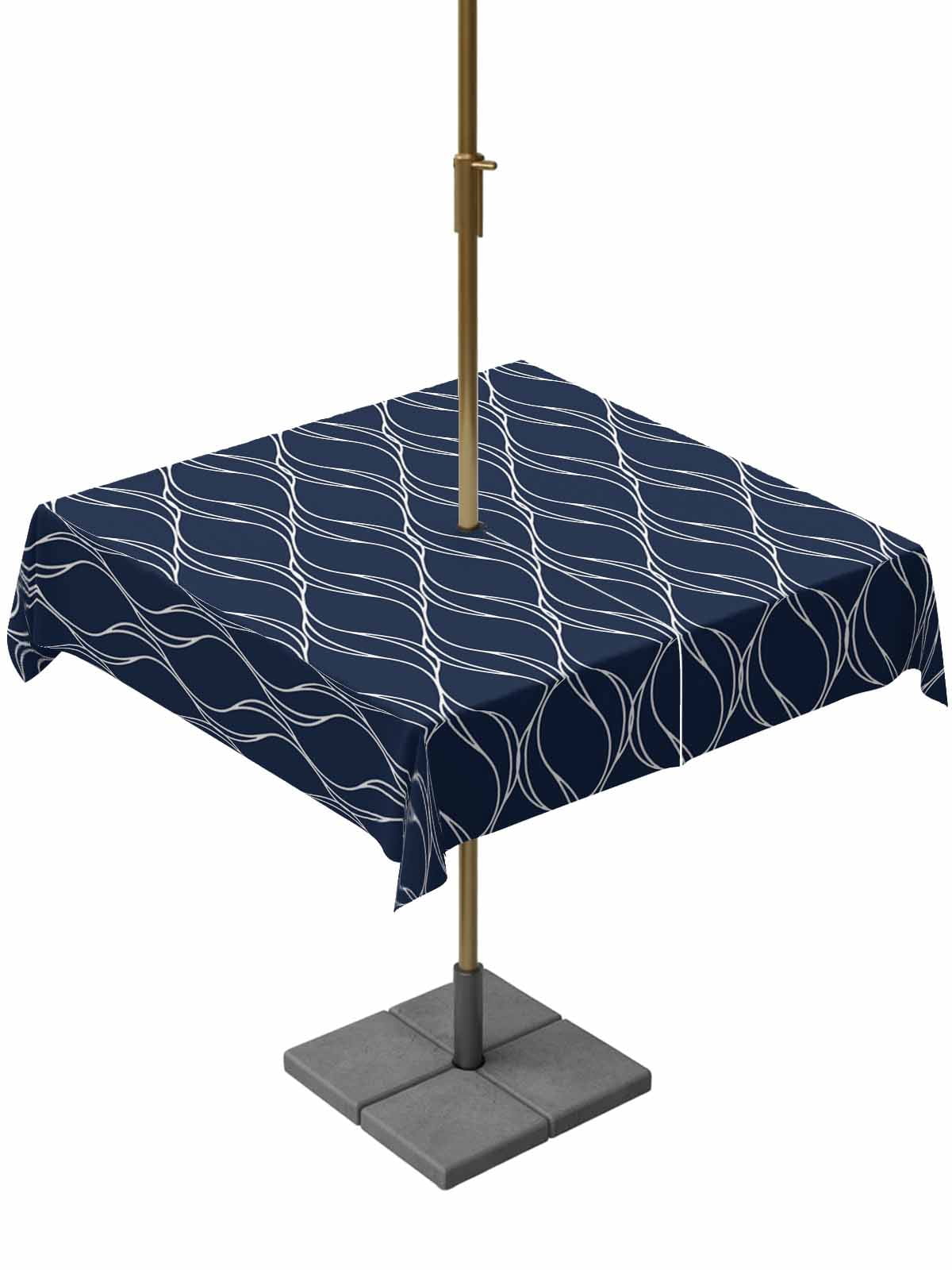 Abstract Waves Square Outdoor Tablecloth with Umbrella Hole Modern ...
