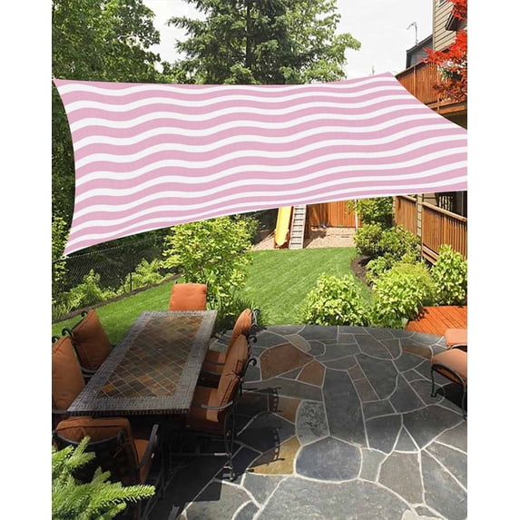 Abstract Waves Sun Shade Sail 14'X18' Stripes Pink Water Ripple UV ...