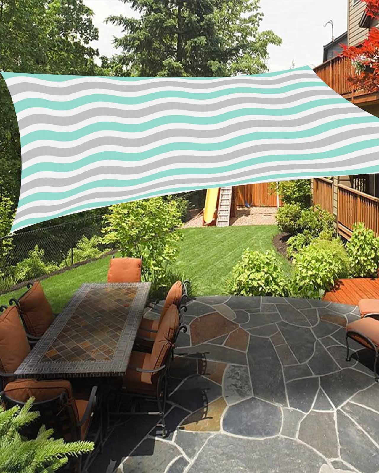 Abstract Waves Sun Shade Sail 14'X18' Teal Green Grey Water Ripple ...
