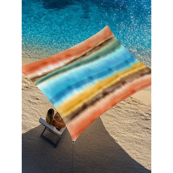 Abstract Waves Sun Shade Sail 8' x 10', Watercolor Orange Blue Modern ...
