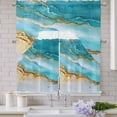 Abstract Waves Swag Valance and Tier Set of 3, Blue Retro Oil Painting ...
