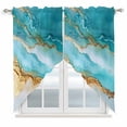 Abstract Waves Swag Valances for Windows 36 inches Long, Blue Retro Oil ...